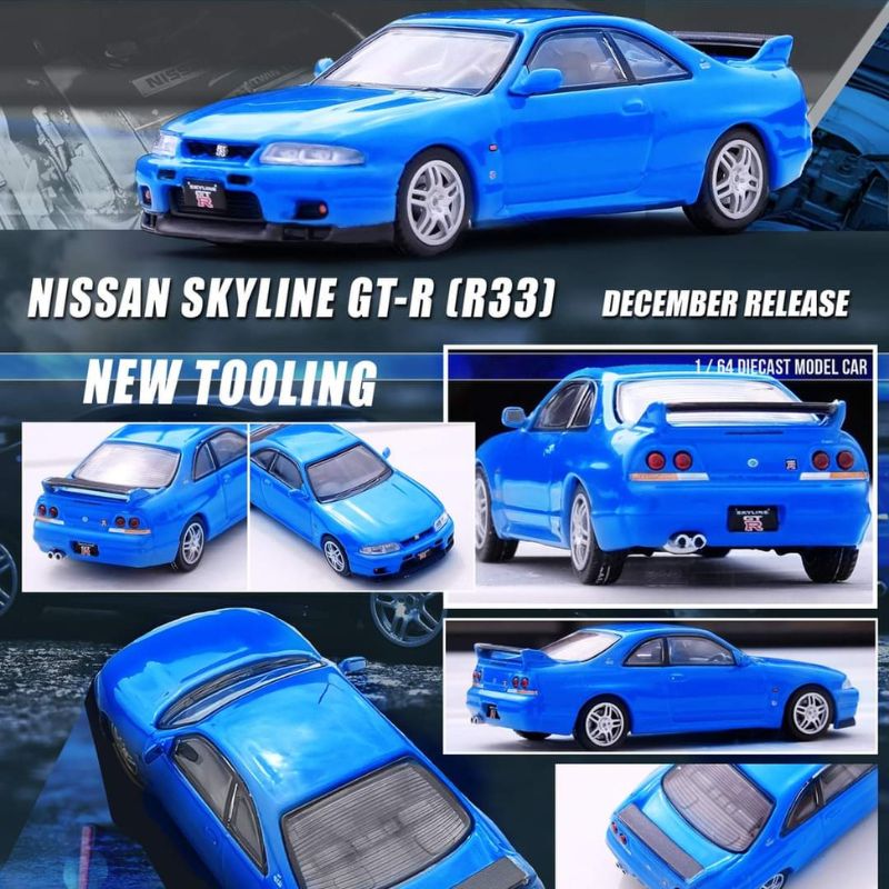 NISSAN SKYLINE GT-R (R33) Championship Blue By INNO64 - MINIATURE TOY SHOP